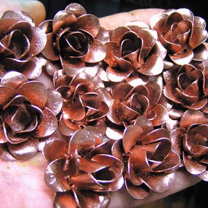 TEN Small Shiny Copper Colored Roses, Metal Flowers for Accents ...