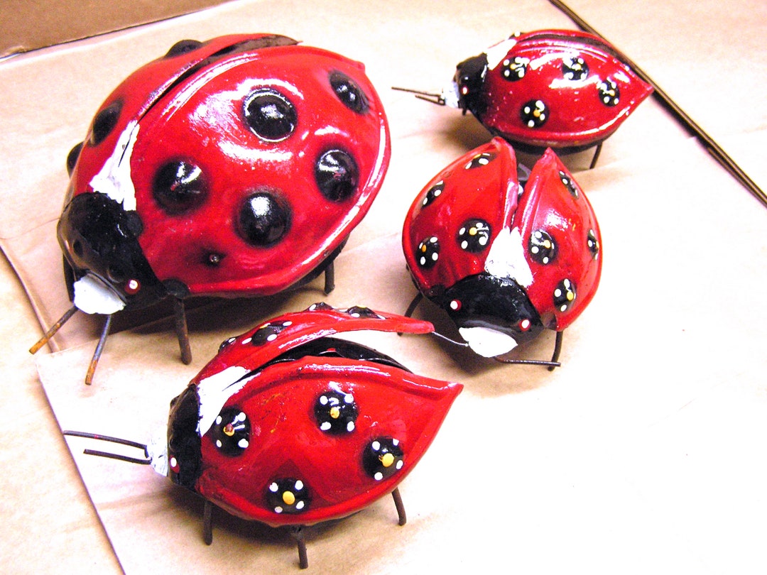 FOUR Metal Art Ladybugs to Accent Walls Garden Fountains - Etsy