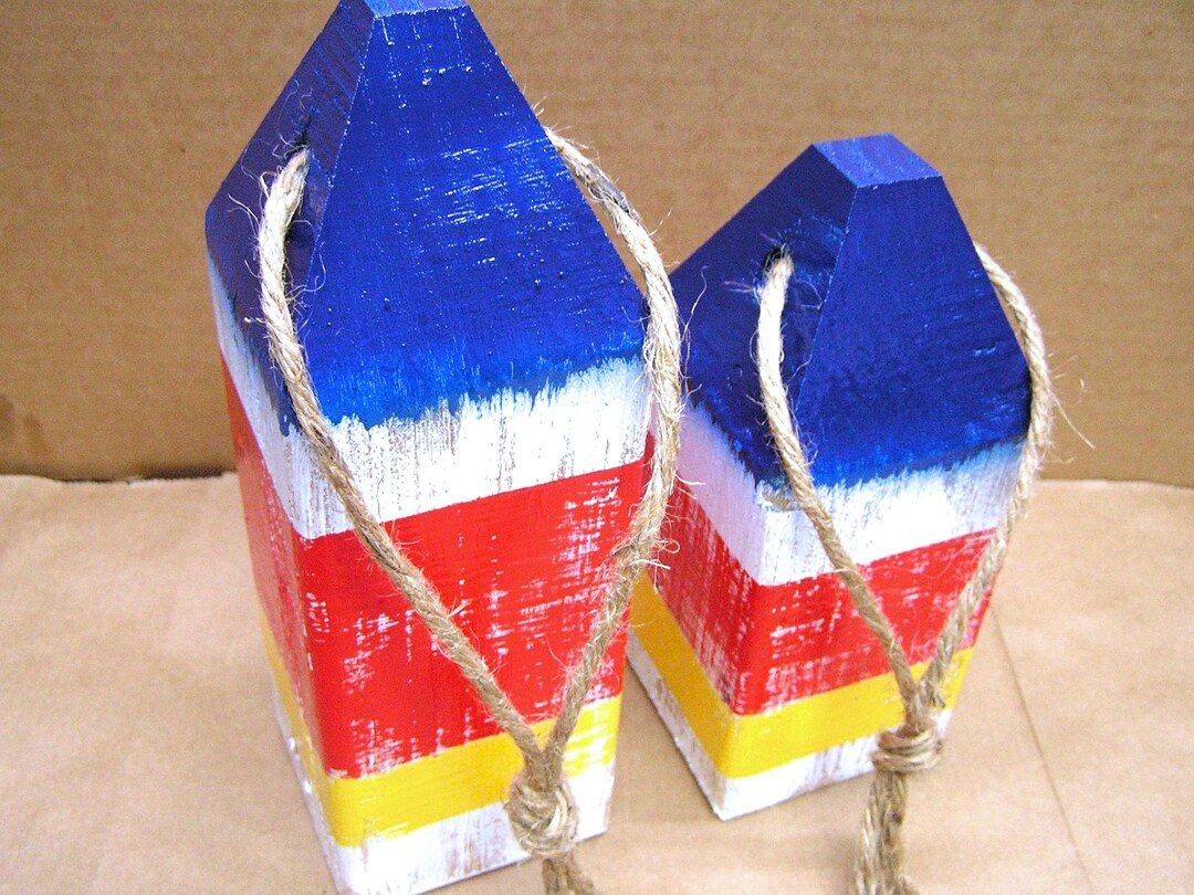 Wood Lobster Buoys, Nautical Decor, Wooden Decorative Buoys, Fishing ...