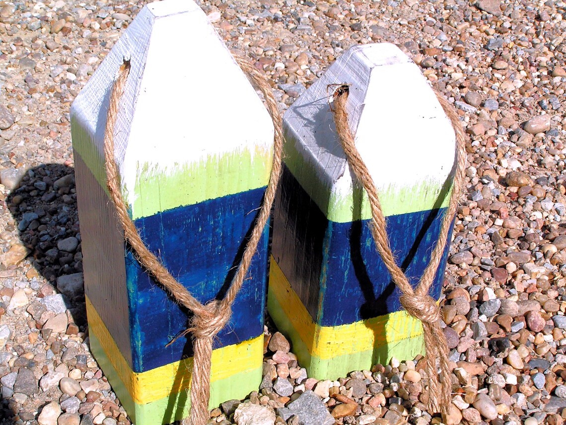 TWO Wood Lobster Buoys, Nautical Decor, Wooden Decorative Buoys ...