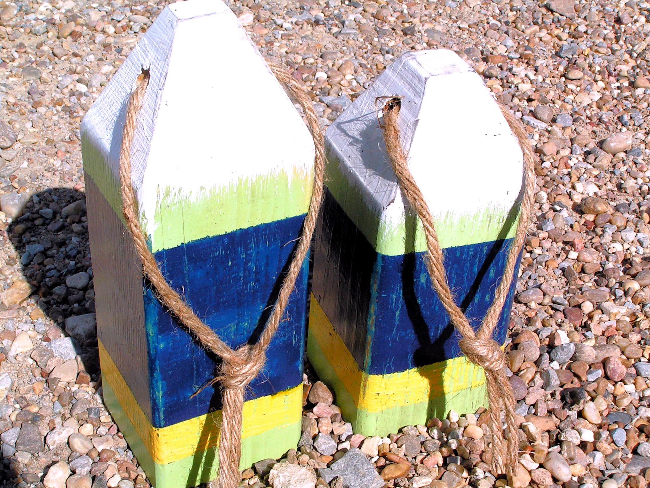 TWO Wood Lobster Buoys, Nautical Decor, Wooden Decorative Buoys ...