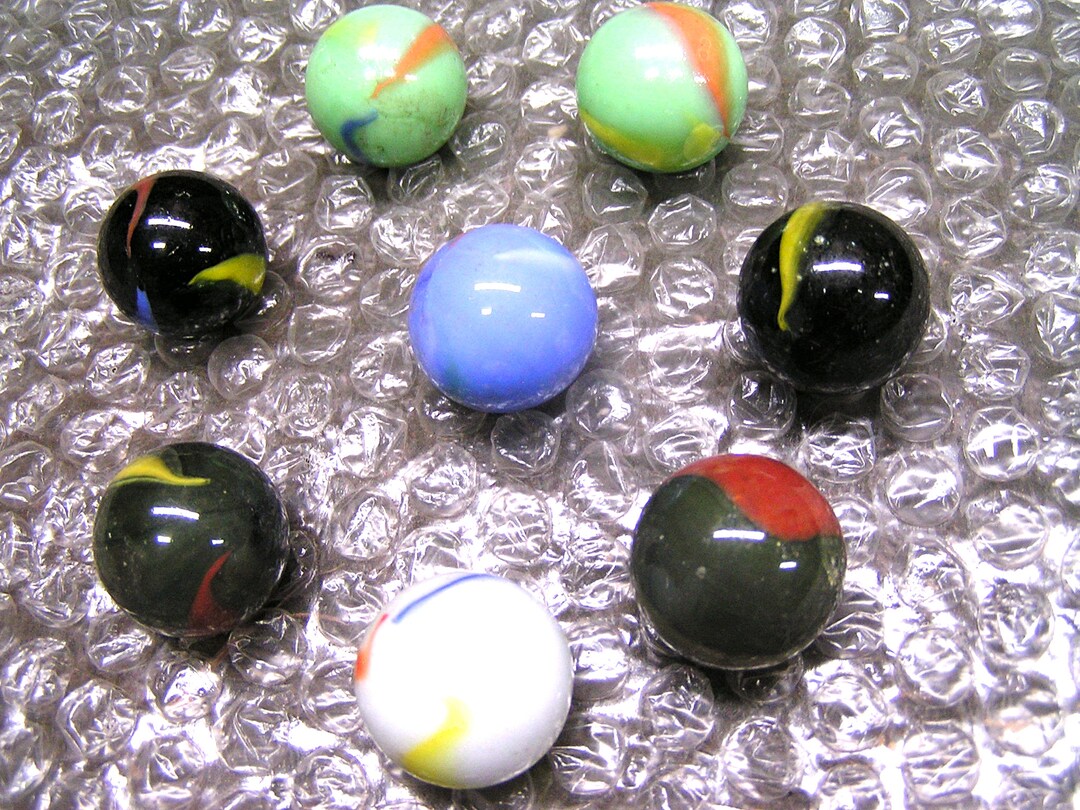 8 LARGE Glass Marbles New Old Stock Set B - Etsy