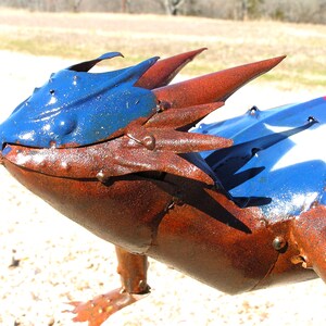 GIANT Metal Art Texas Horney Toad, Junk Iron Art Frog, HAND Painted ...