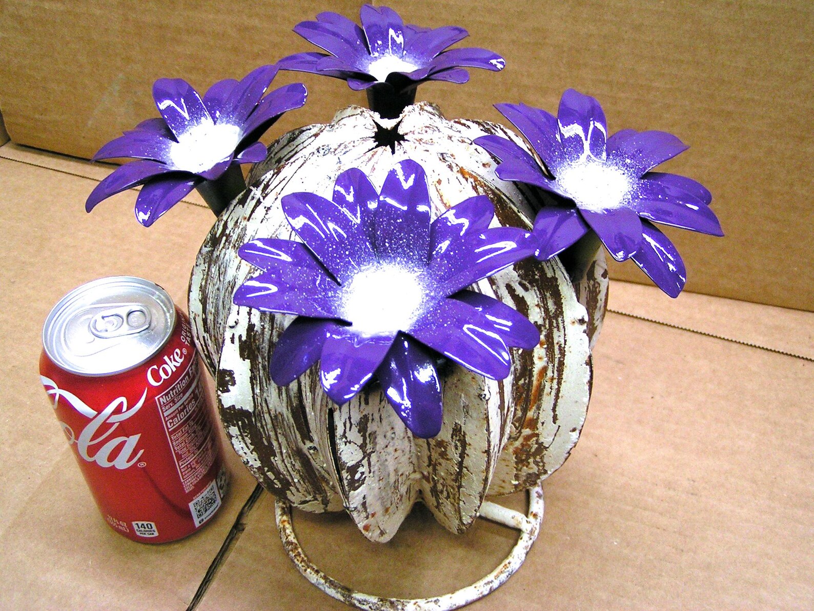Metal Art Garden Cactus, Junk Iron Art, Purple Metal Flowers - Etsy