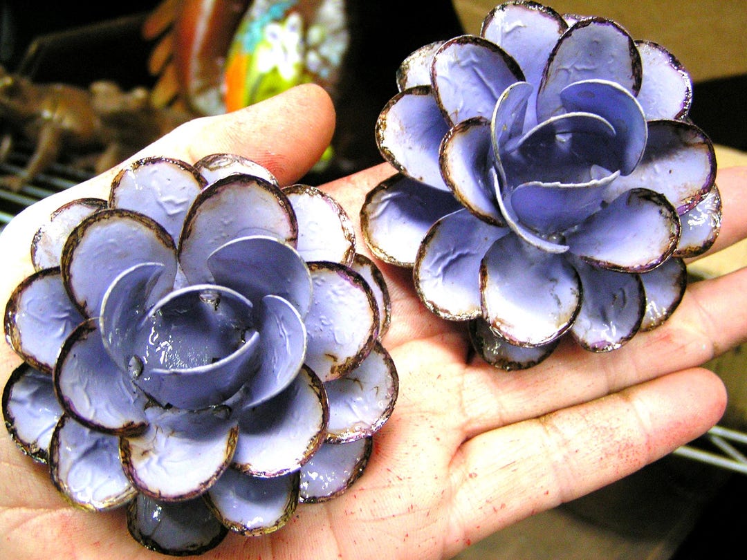 TWO Large Metal Lilac Roses, Flowers for Accents, Embellishments ...