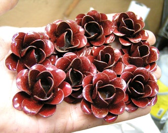 TEN Metal RED Rose Flowers for Accents Embellishments | Etsy