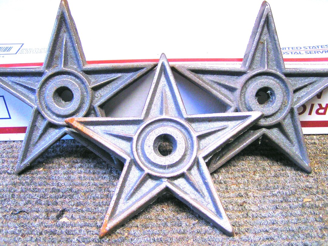 3 LARGE Cast Iron Western Stars 6 1/4" for Craft, Woodworking ...