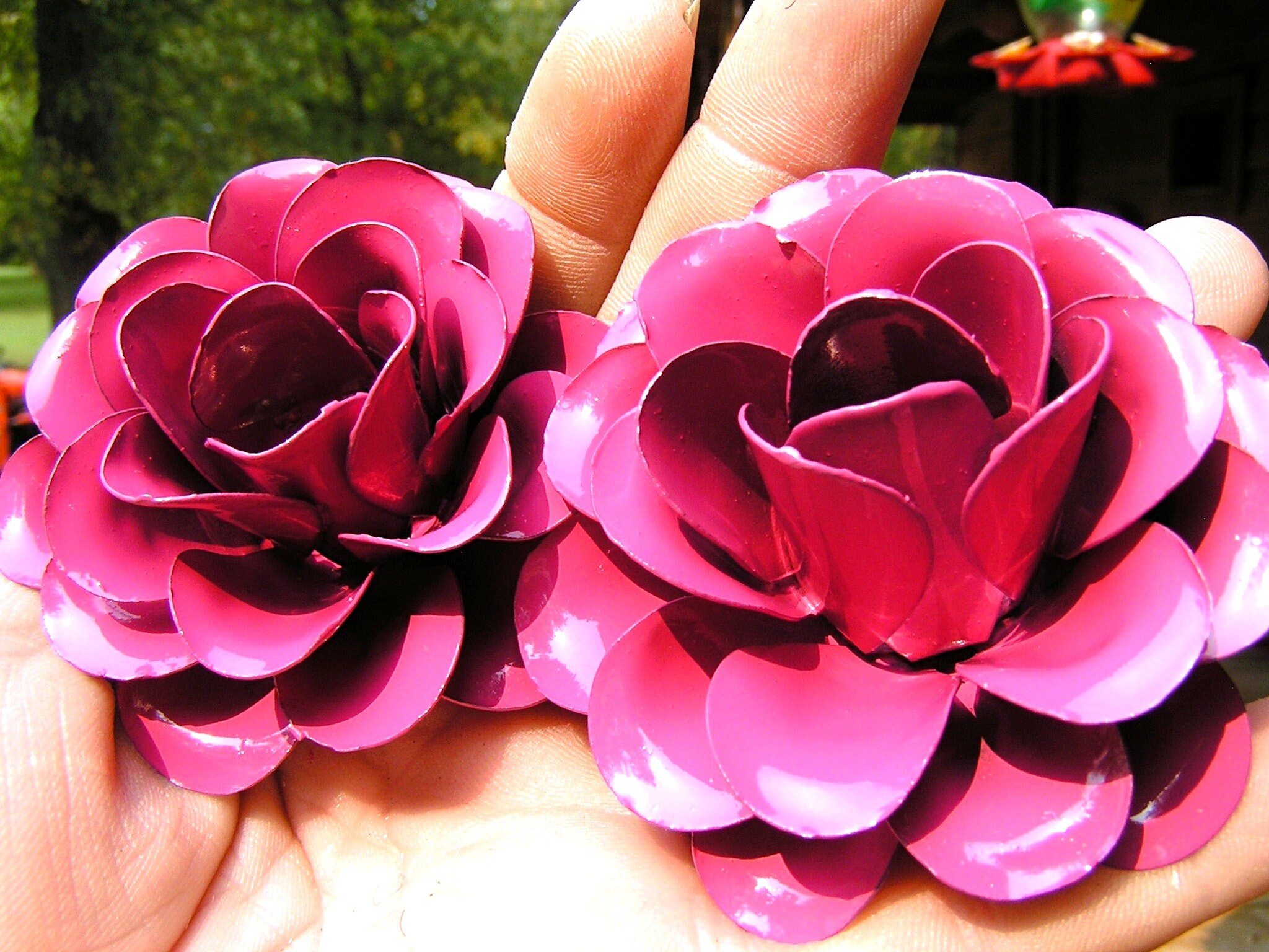 TWO Large Pink Roses Metal Flowers for Accents - Etsy