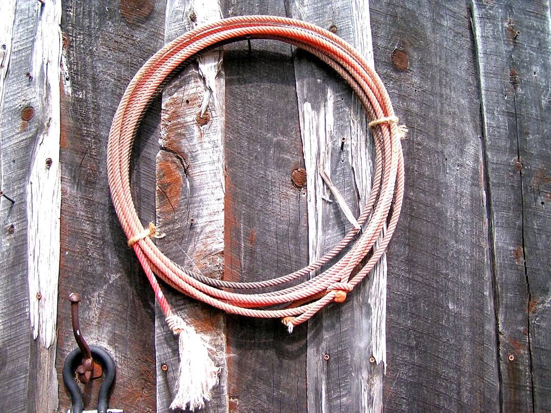 Old Retired Cowboy Lariat Lasso Rope, Rustic Western Decor Wall Hang ...