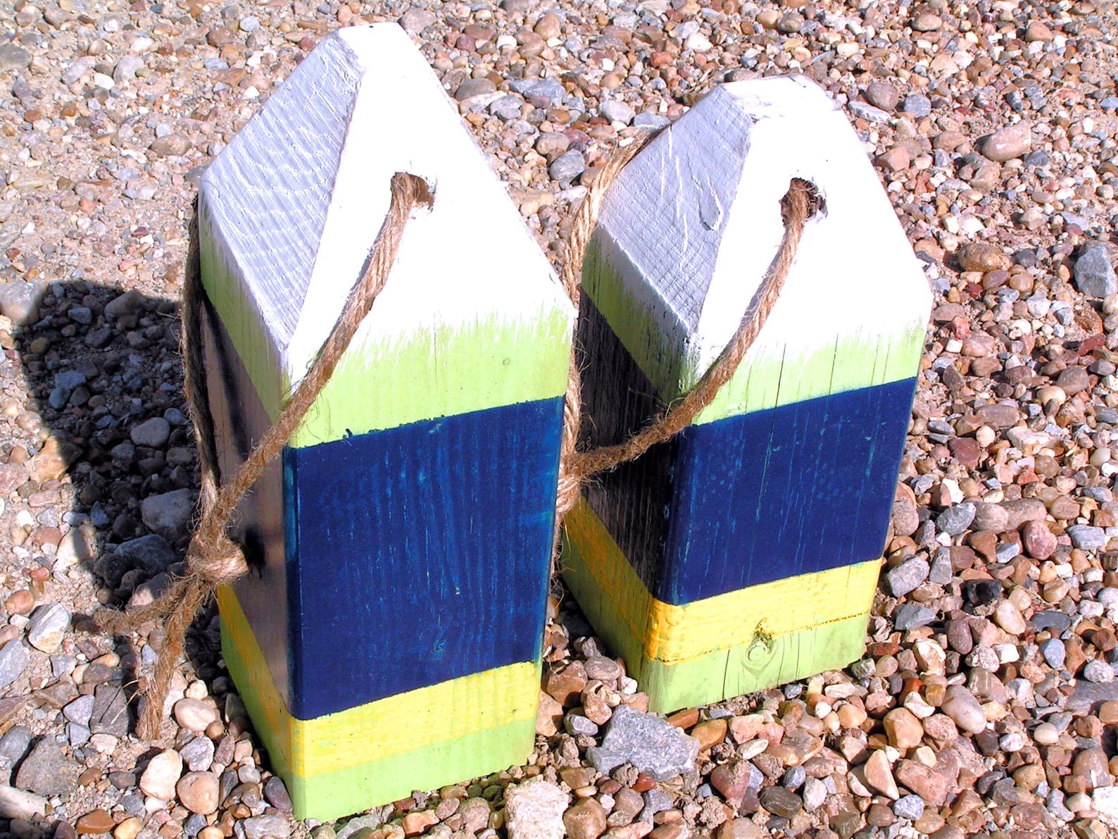TWO Wood Lobster Buoys, Nautical Decor, Wooden Decorative Buoys ...