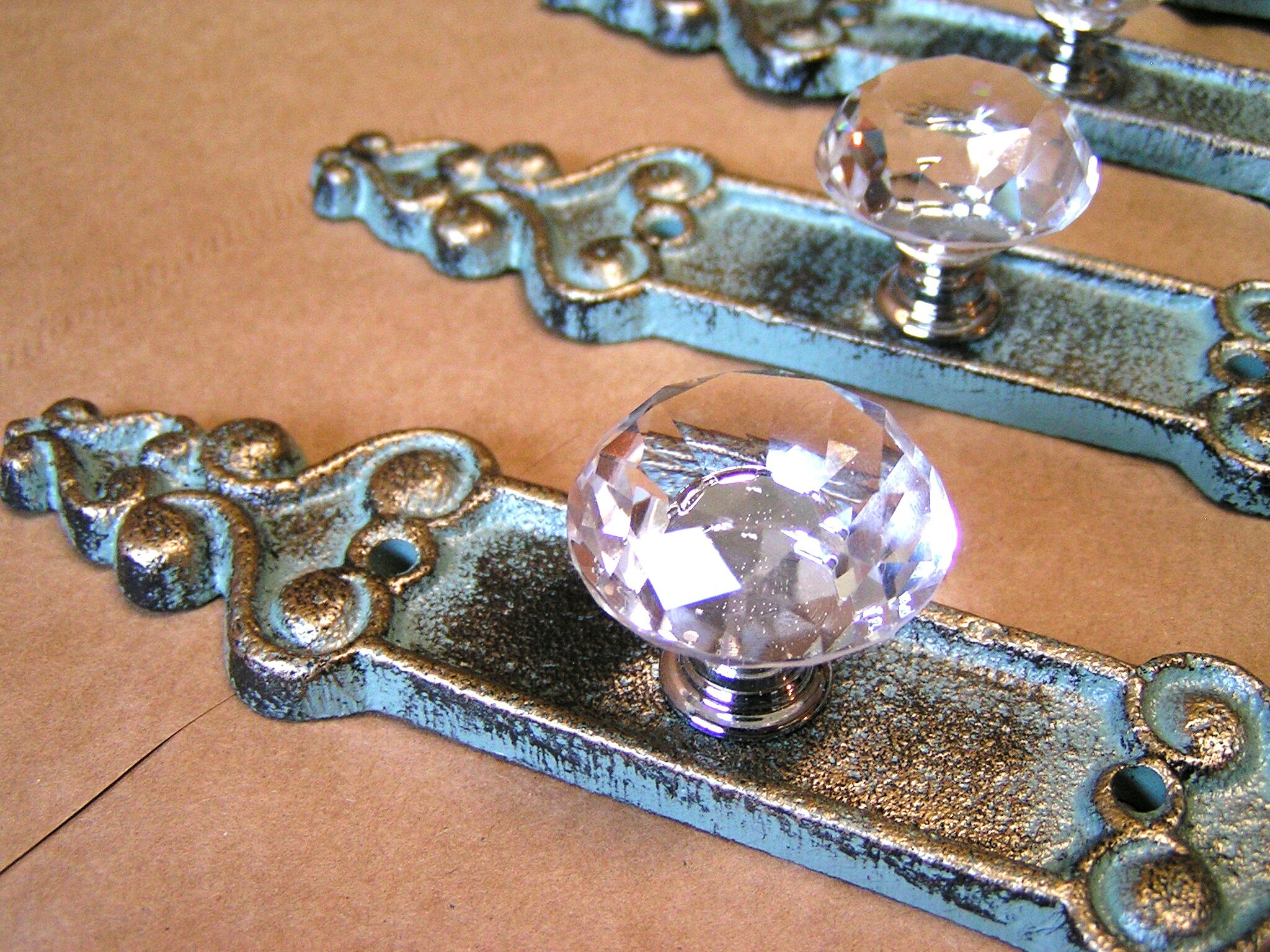 FOUR Crystal Style GLASS Cabinet Drawer Pulls Knobs Handles | Etsy