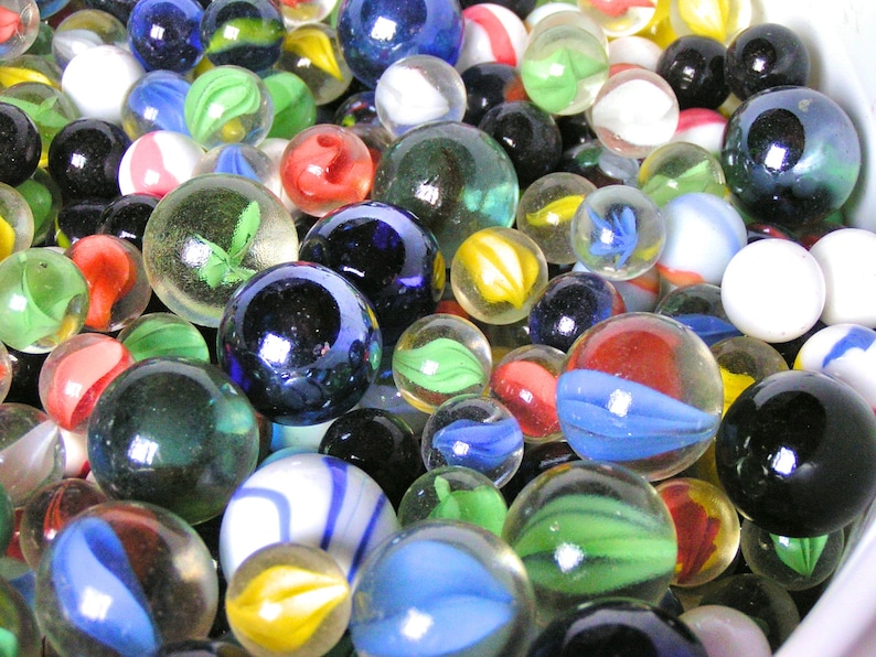Sixty-two glass marbles Mixed lot BIG and small 5/8 to | Etsy