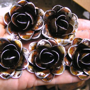 FIVE RUSTY Roses, Metal Flowers for Accents, Embellishments, Crafting ...
