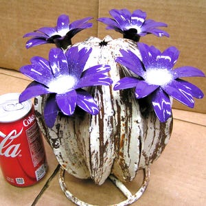 Metal Art Garden Cactus, Junk Iron Art, Purple Metal Flowers - Etsy