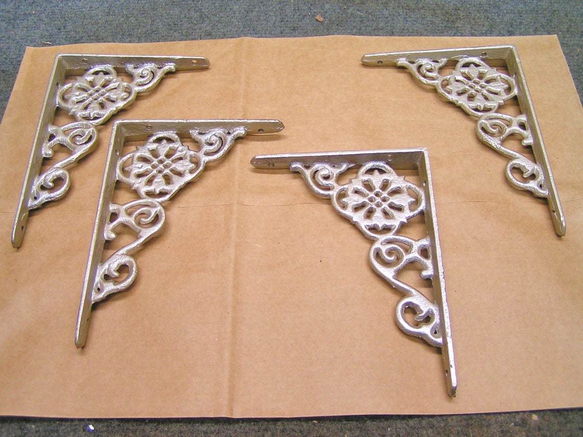 FOUR Small Cast Iron Wall Shelf Brackets Corbel VICTORIAN | Etsy