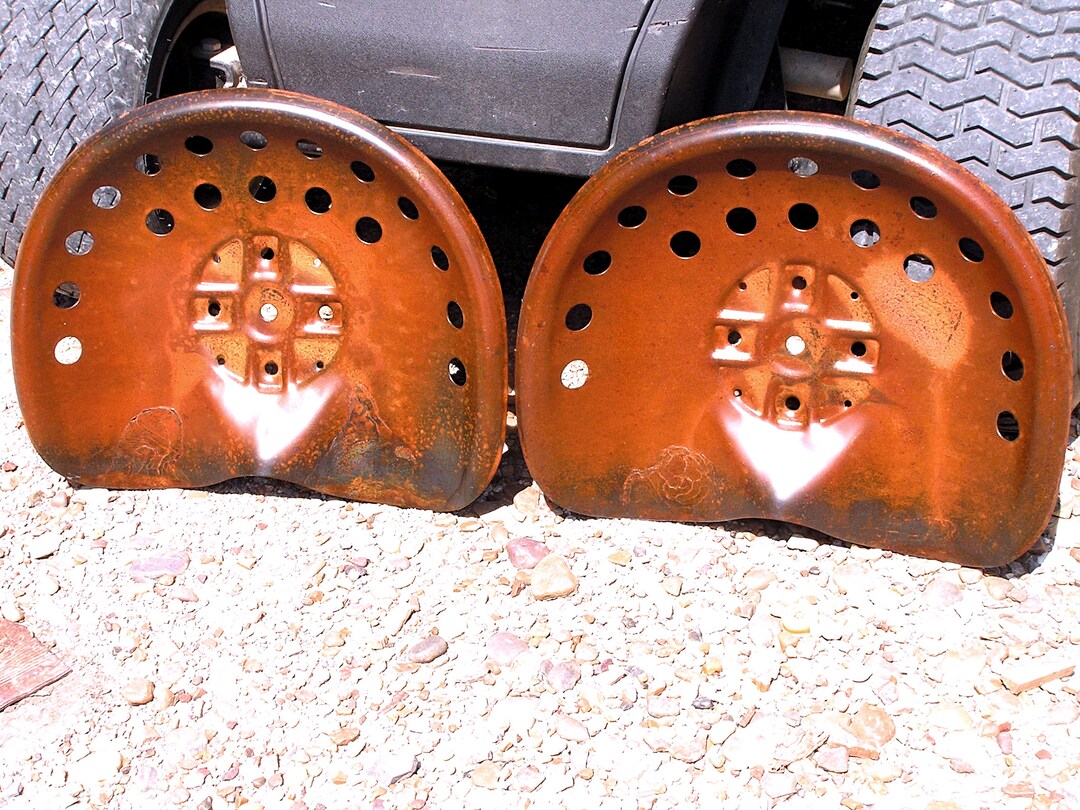 TWO Distressed Steel Tractor Seats, Metal Farm Machinery Seat S for Bar ...