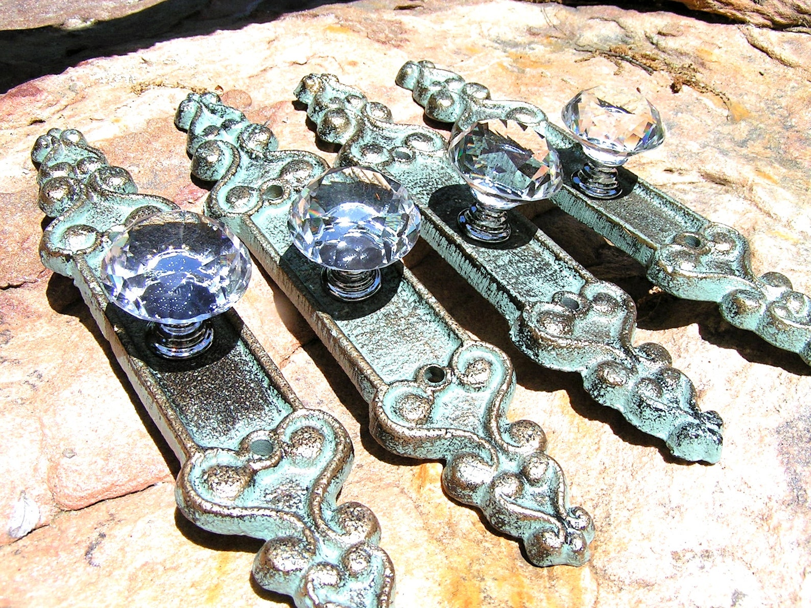 FOUR Crystal Style GLASS Cabinet Drawer Pulls Knobs Handles - Etsy