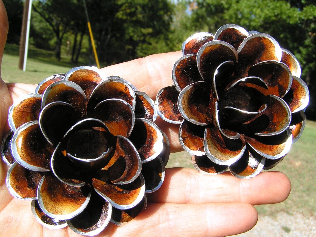 TWO Large Rusty Distressed Roses, Metal Steam Punk Flowers for Accents ...