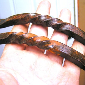 TWO Hand forged Twisted Iron Handles pulls with 4 clavos nails | Etsy