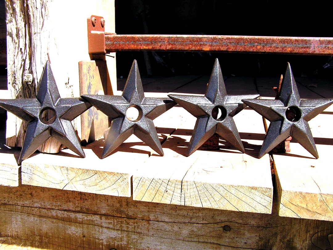 4 LARGE Cast Iron Bronze Color Western Stars 5 3/4" for Craft ...