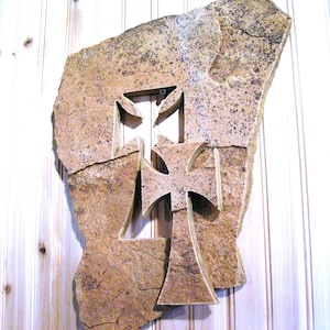 Rustic Stone Wall Cross, Flagstone Cross Wall Hanging, Cross Art ...