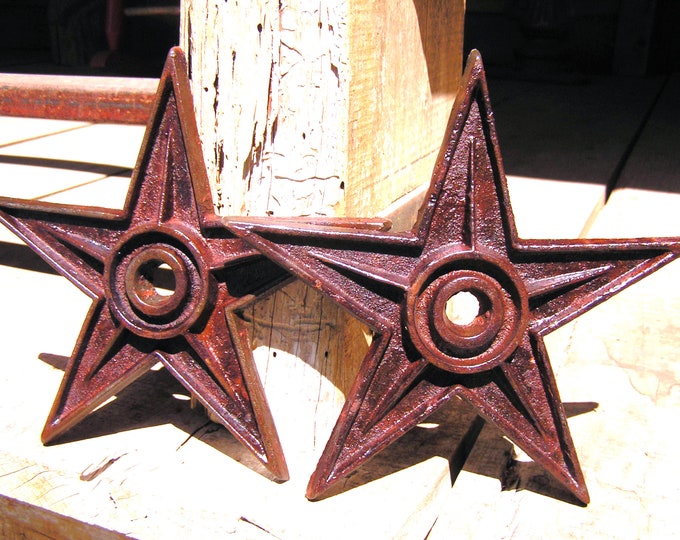 TWO LARGE 9 1/4 Inch Cast Iron Western Stars for Craft, Woodworking ...