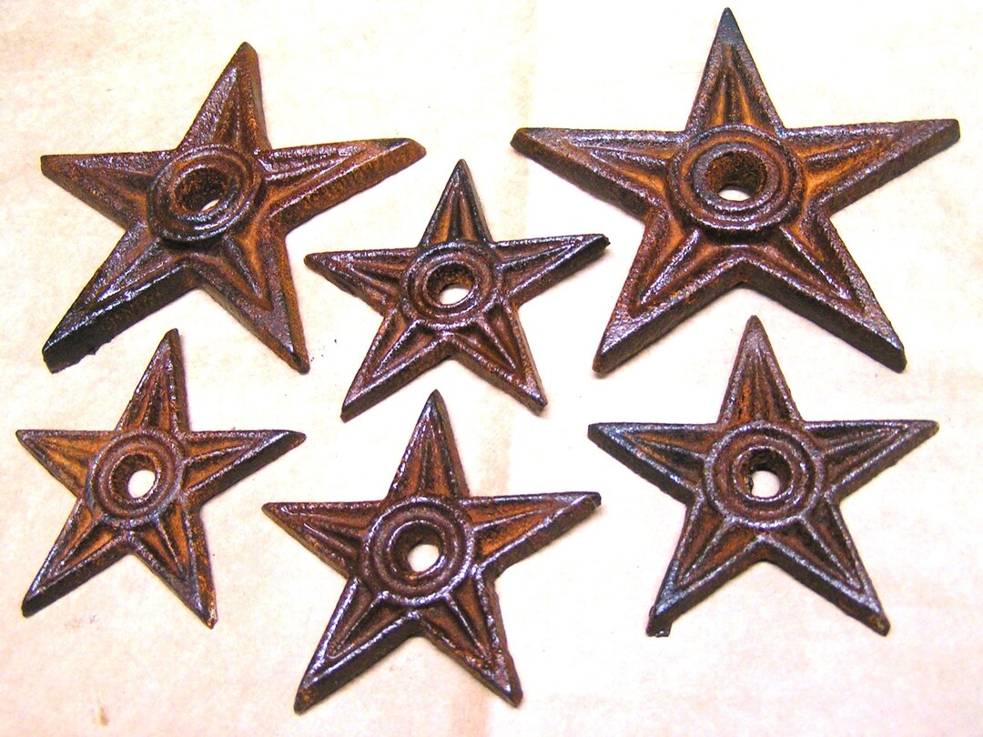 6 Cast Iron Western Stars for Craft, Woodworking, Architectural ...