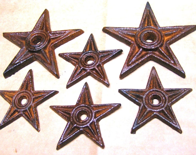 6 Cast Iron Western Stars for Craft, Woodworking, Architectural ...