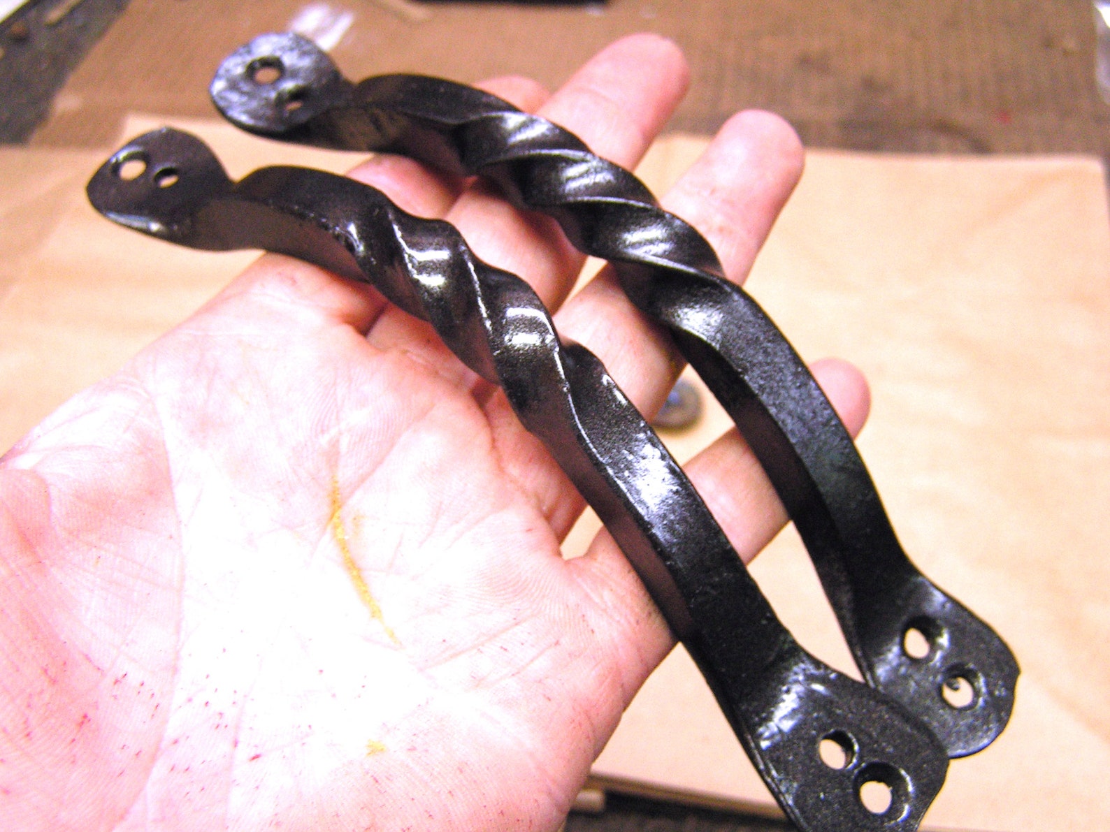 TWO Hand Forged Twisted Iron Handles Pulls With 4 Clavos - Etsy