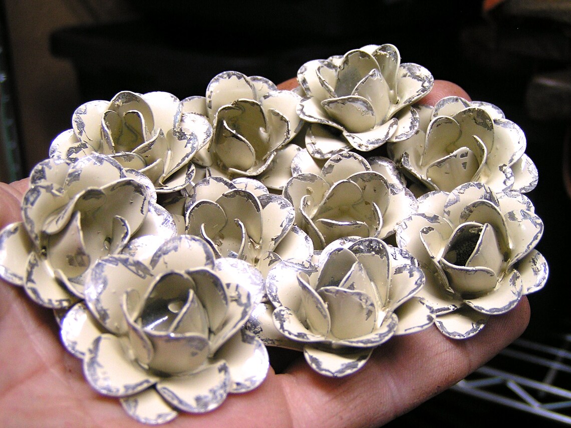 TEN Small Metal Rose Flowers for Accents Embellishments - Etsy