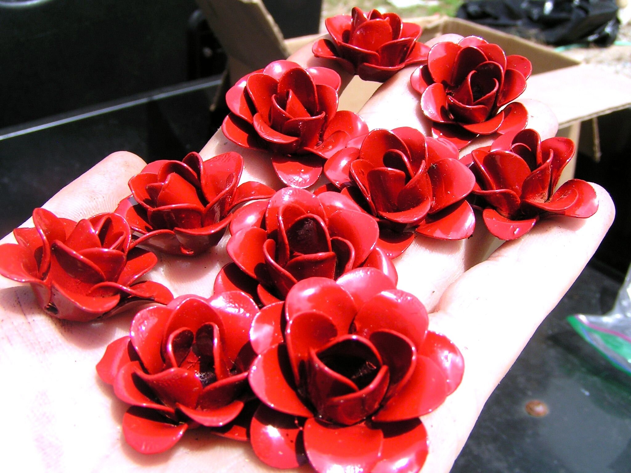 TEN Metal RED Rose Flowers for Accents Embellishments | Etsy