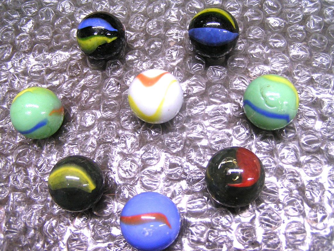 8 LARGE Glass Marbles New Old Stock Set J - Etsy
