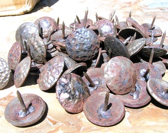 25 Medium Clavos rustic hammered nail heads in Old Silver