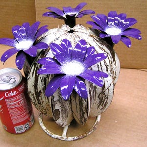Metal Art Garden Cactus, Junk Iron Art, Purple Metal Flowers - Etsy