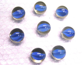 10 LARGE Glass Blue Marbles | Etsy