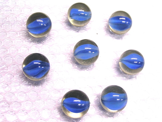 8 LARGE Glass Blue Marbles - Etsy
