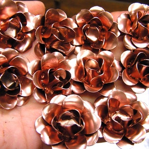 TEN Small Shiny Copper Colored Roses, Metal Flowers for Accents ...