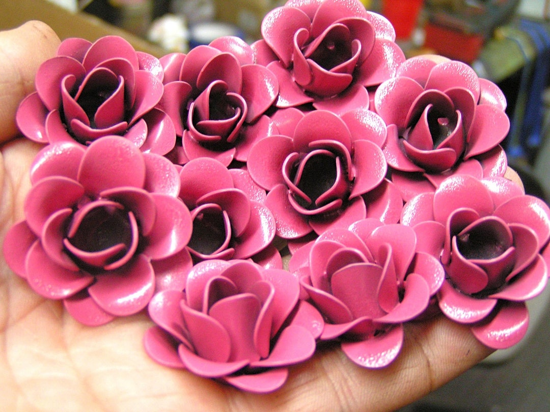 TEN Small Dusty Pink Roses, Metal Flowers for Accents, Embellishments ...