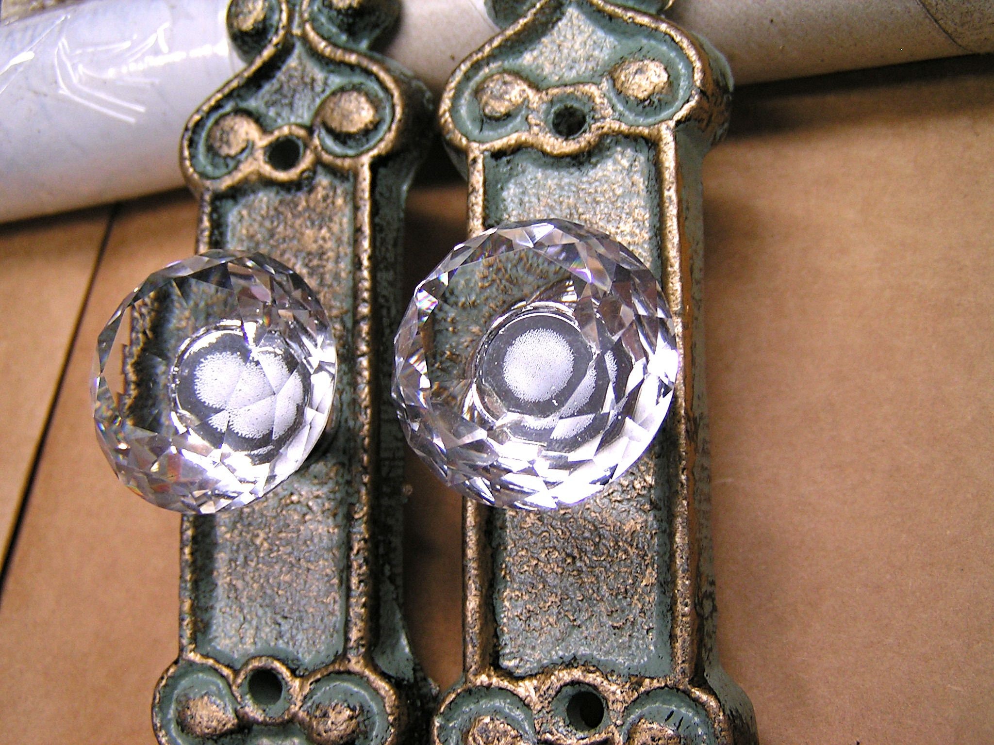 FOUR Crystal Style GLASS Cabinet Drawer Pulls Knobs Handles | Etsy