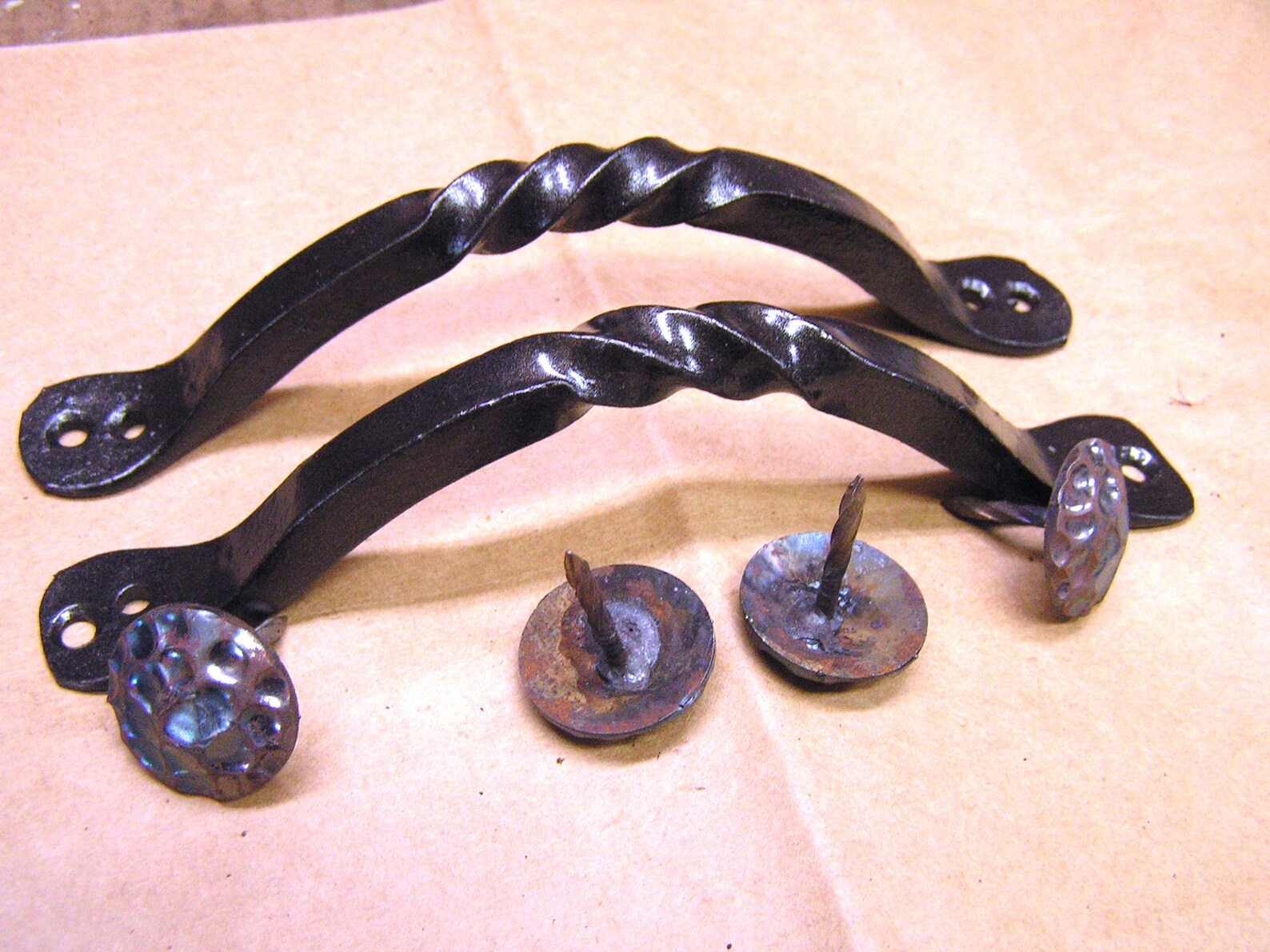 TWO Hand Forged Twisted Iron Handles Pulls With 4 Clavos - Etsy