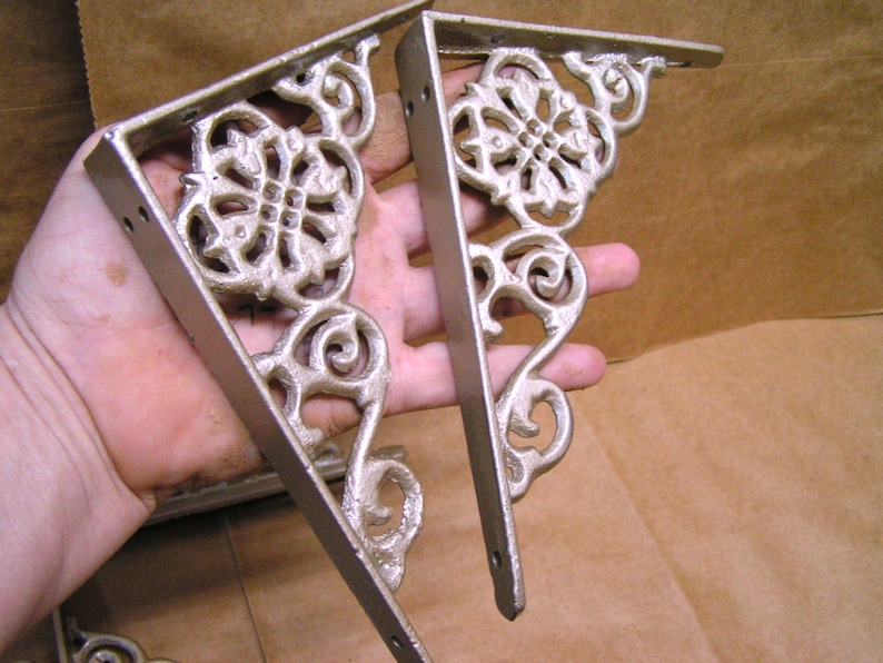 6 Small Cast Iron Wall Shelf Brackets Corbel VICTORIAN Braces | Etsy