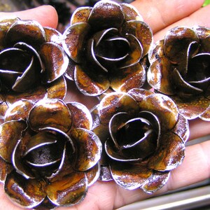 FIVE RUSTY Roses, Metal Flowers for Accents, Embellishments, Crafting ...