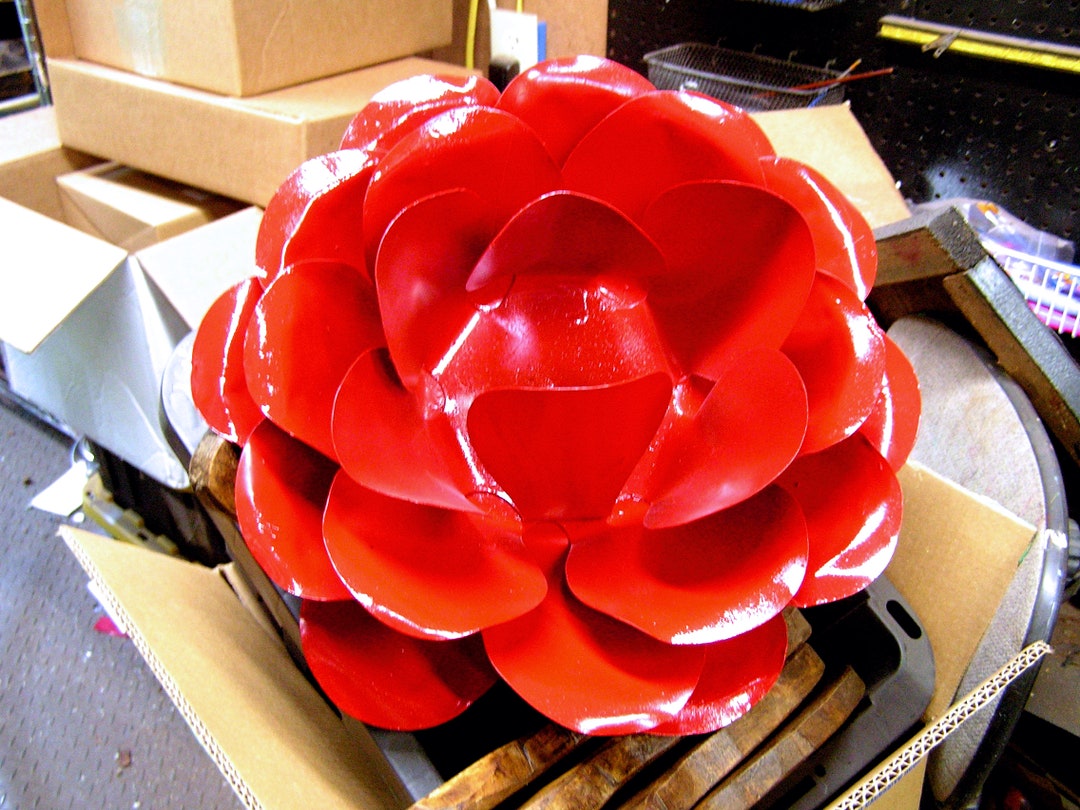 HUGE Giant Red Metal Art Rose for Accents Embellishments - Etsy