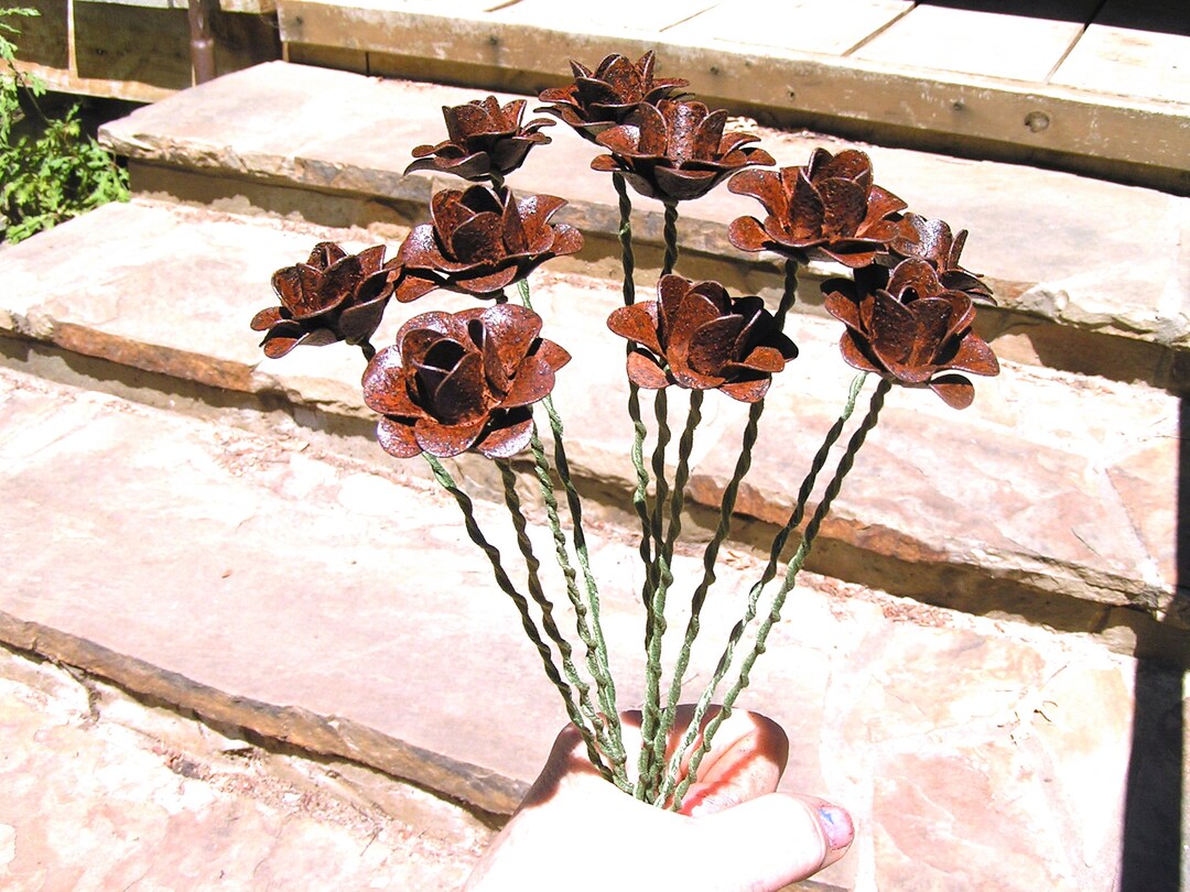 Ten SMALL Sealed Metal Art Roses WITH Stems - Etsy