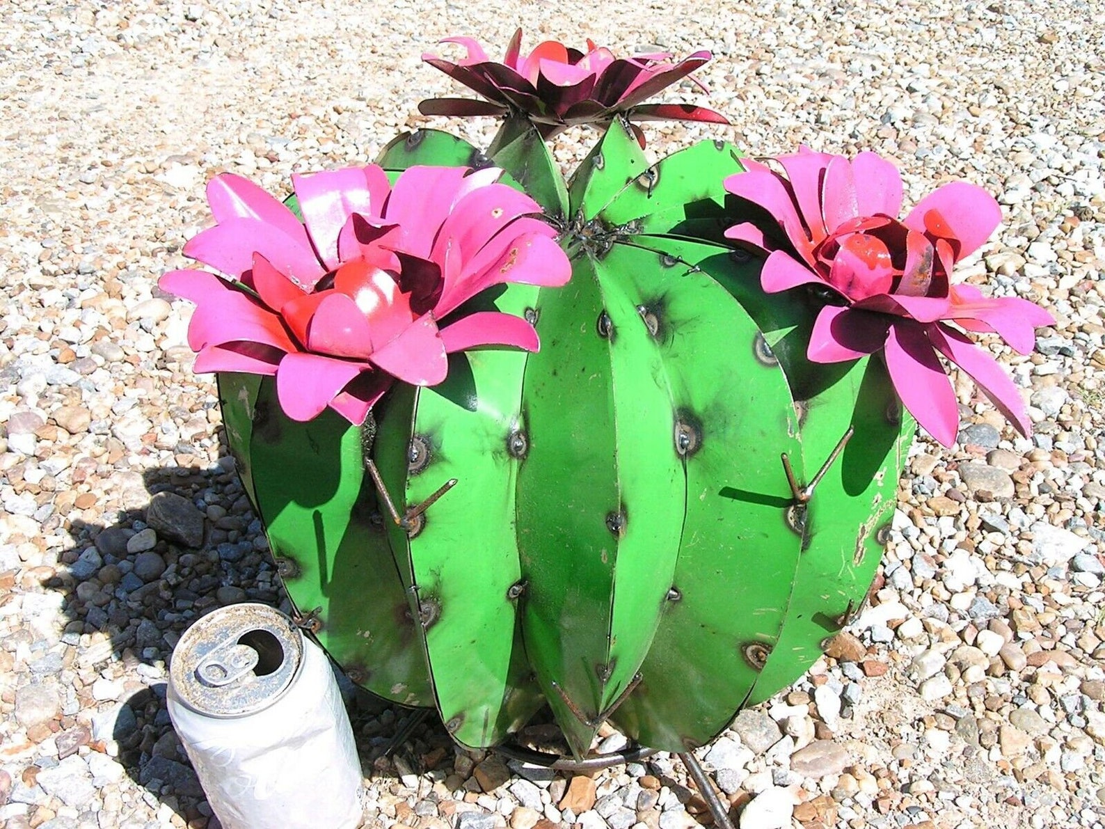 LARGE Metal Art FAT Barrel Cactus Sculpture Junk Iron Garden - Etsy