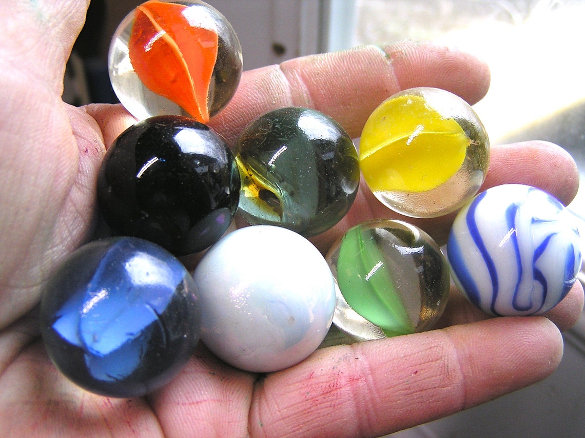 8 LARGE Glass Marbles New Old Stock Set 222 - Etsy