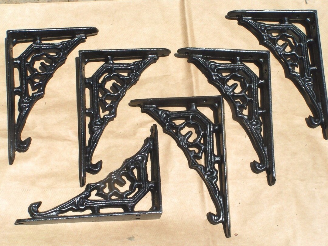 6 Cast Iron BLACK Braces Tiny Small Bracket Corbels Small Et - Etsy