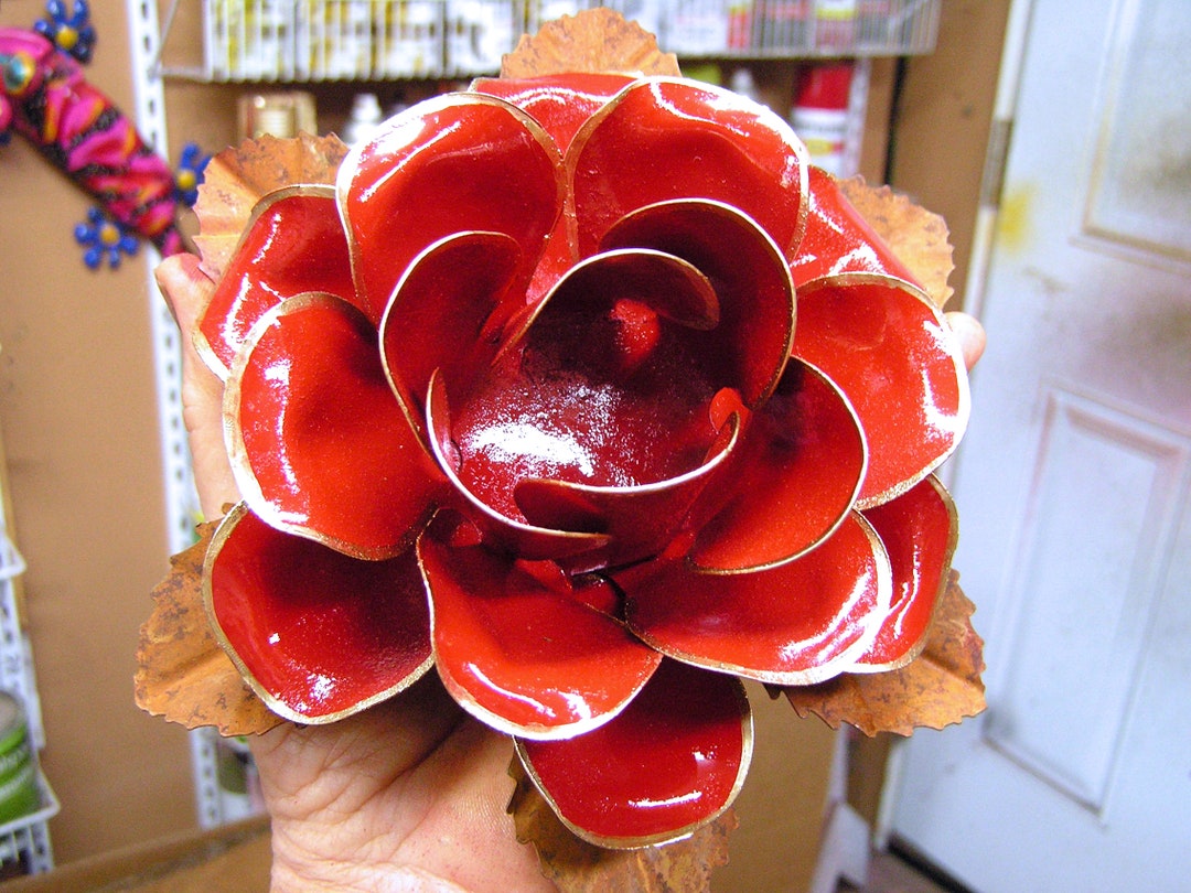 Large Metal Red Rose Flower for Accents, Embellishments, Crafting, Art ...