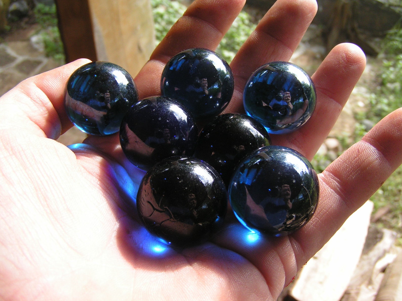 10 LARGE Glass Blue Marbles | Etsy