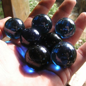 10 LARGE Glass Blue Marbles - Etsy